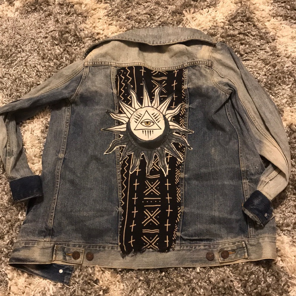 Urban Outfitters Stitched Denim Jacket - Gem